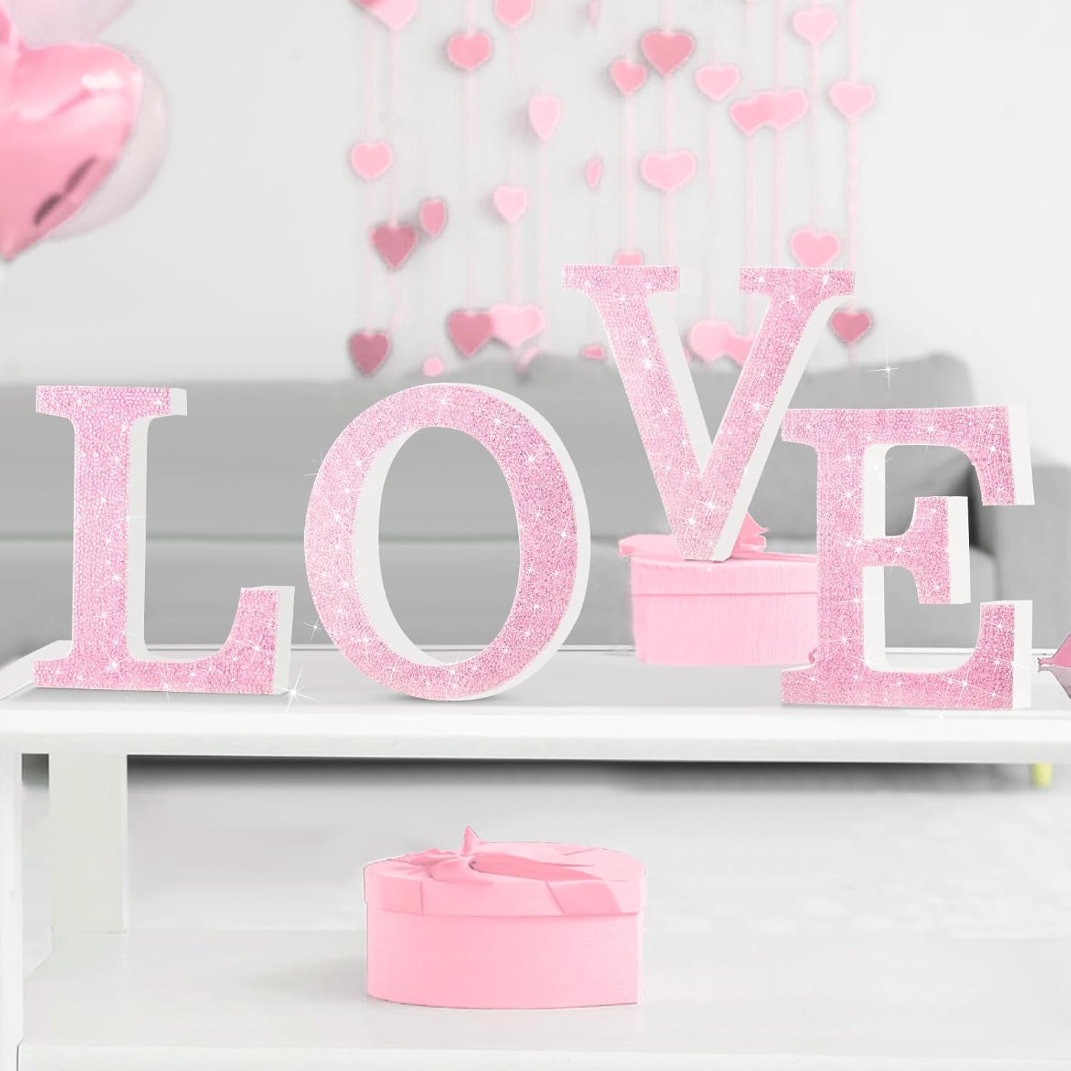 Amazon.com: Jetec 4 Pcs Love Home Sign Large Crystal Diamond Letters ...