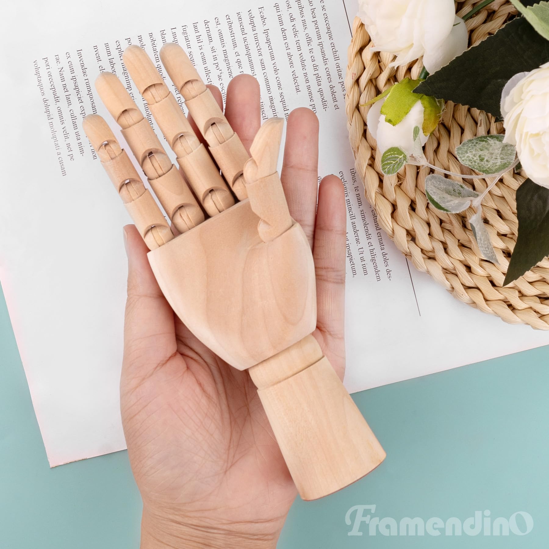 Snapklik.com : 7" Flexible Wood Hand Model Wooden Mannequin Right ...