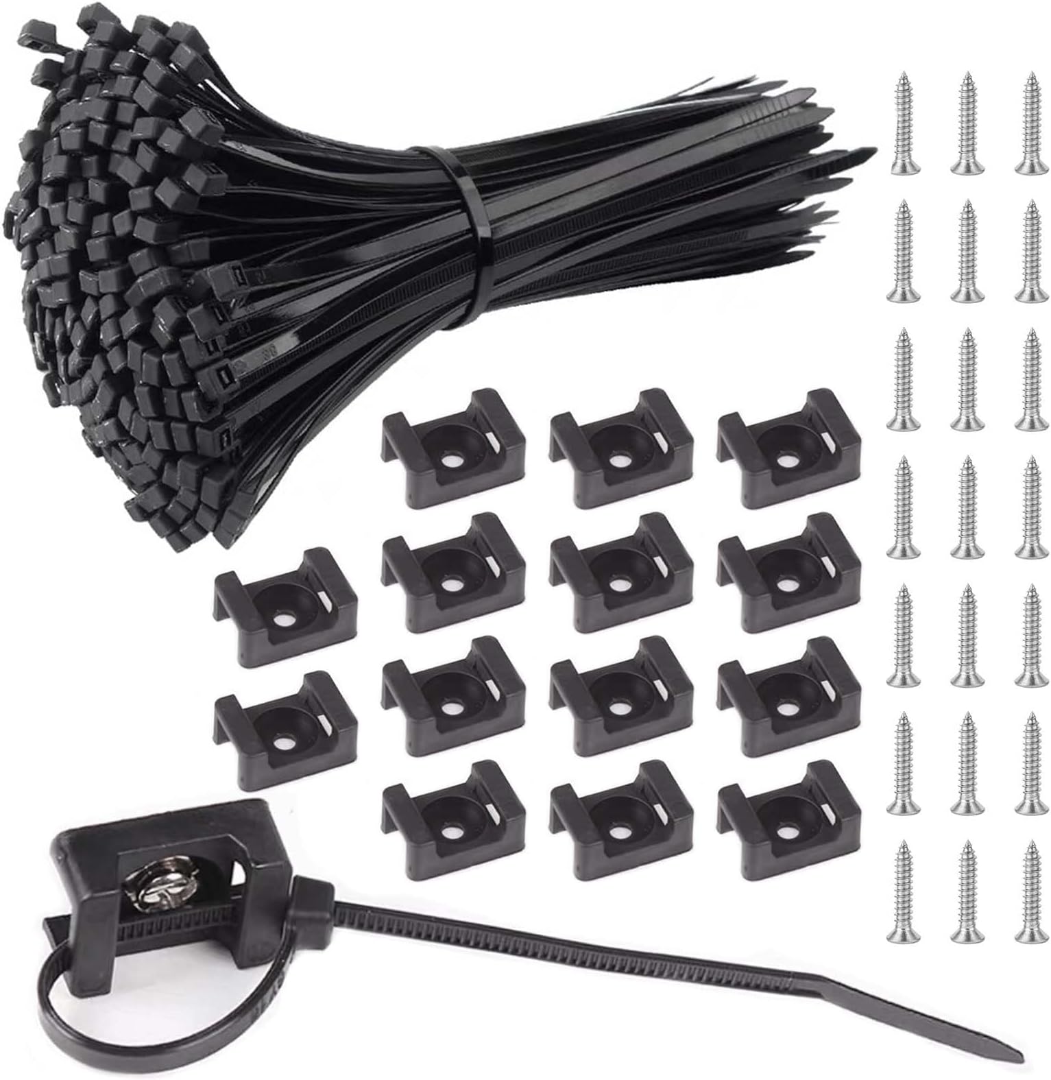 Coolty 150pcs Collier de Serrage, 23mmx16mm Base de Serre Câbles avec ...