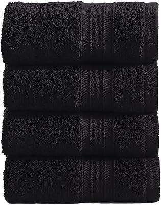 Amazon.com: All Design 4 Piece Black Washcloth Set, 13 in 13 in 100% ...