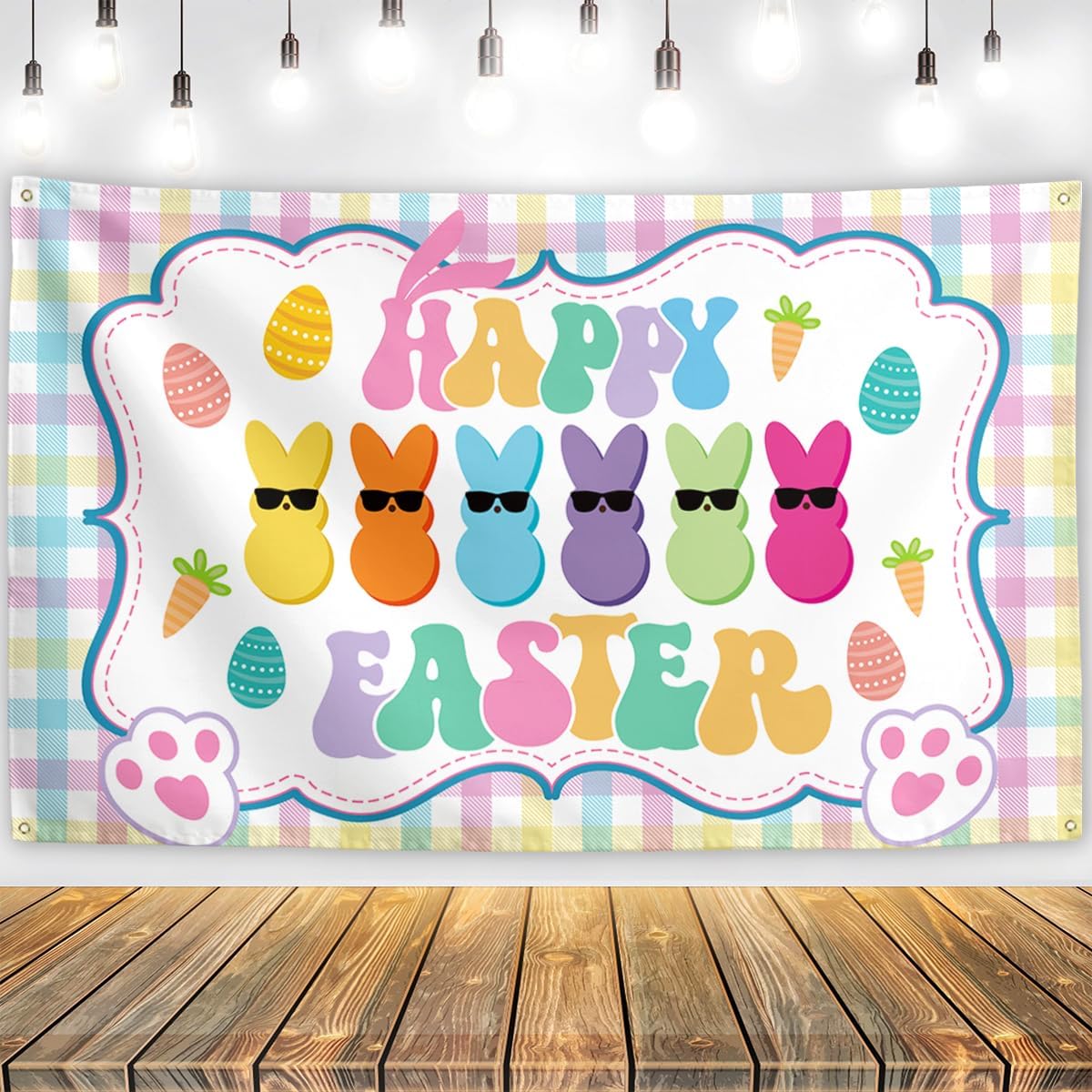 Amazon.com : Easter Decorations Happy Easter Peeps Backdrop Spring ...