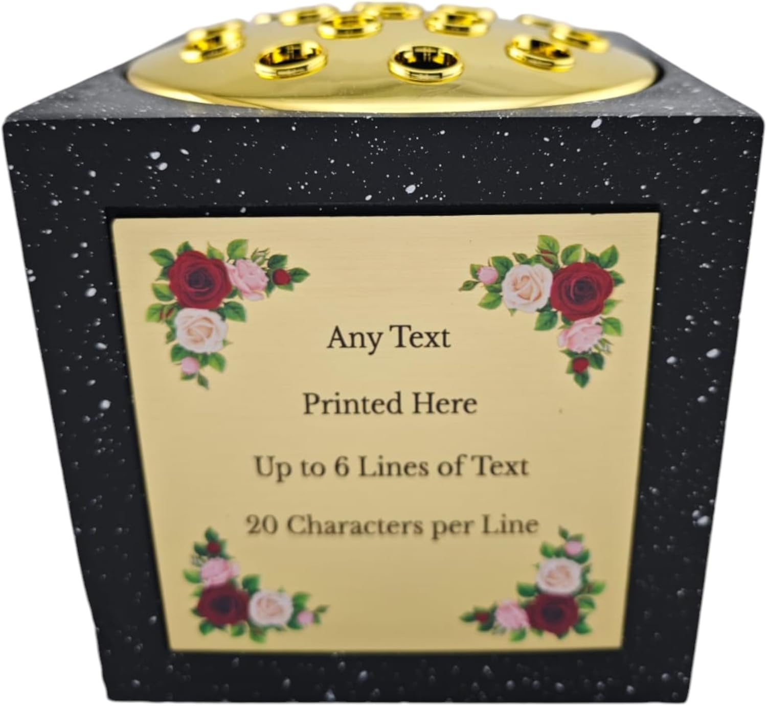 [Custom] Personalised Black Stone Effect Memorial Rose Bowl Grave ...