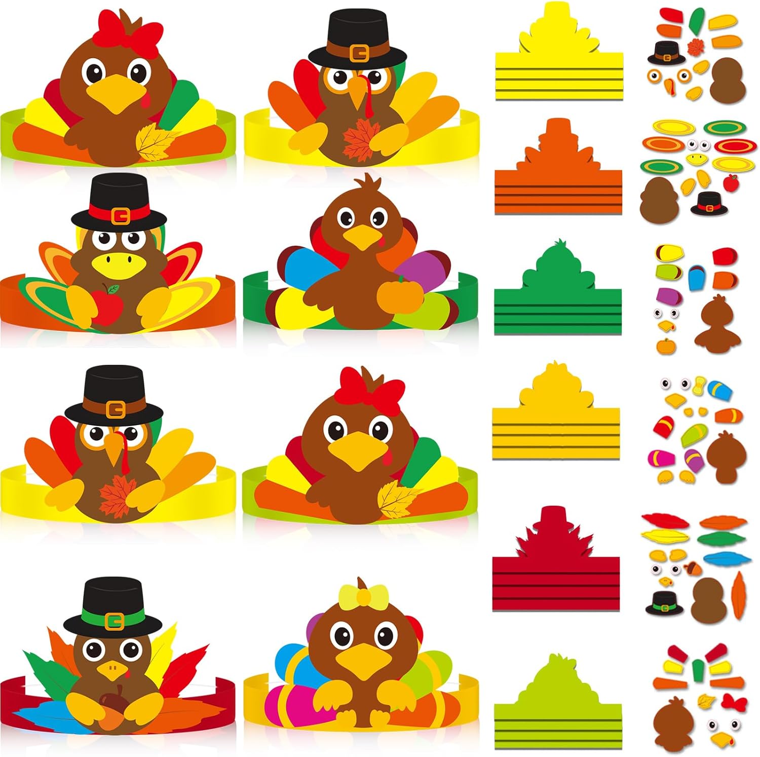 Amazon.com: 24 Sets Fall Turkey Headbands Fall Craft Kits DIY, Turkey ...