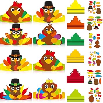 Amazon.com: 24 Sets Fall Turkey Headbands Fall Craft Kits DIY, Turkey ...