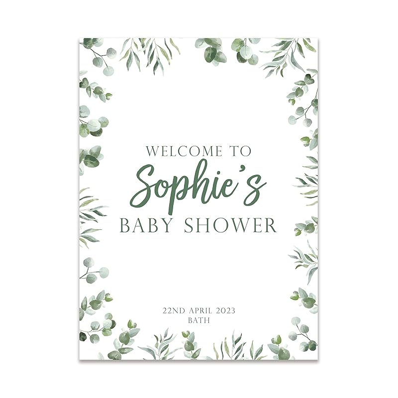 Eucalyptus personalised baby shower sign | welcome baby party sign ...
