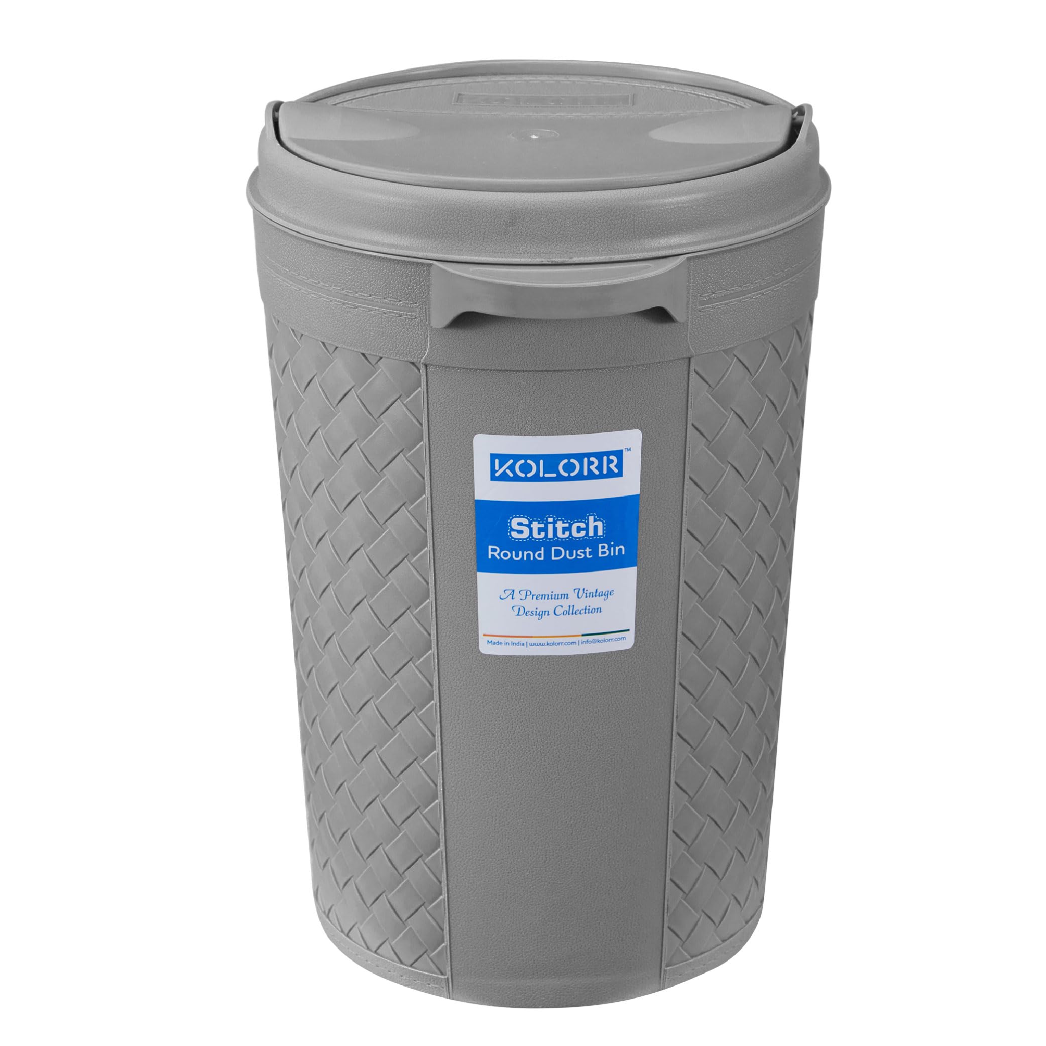 KOLORR Stitch Round Plastic Dustbin with Swing Lid 8.5 Litres, Trash ...