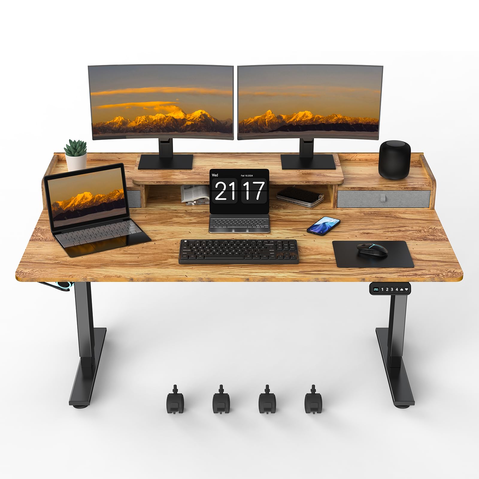 Amazon.com: ExaDesk 63×30 Inch Electric Standing Desk with 2 Drawers ...