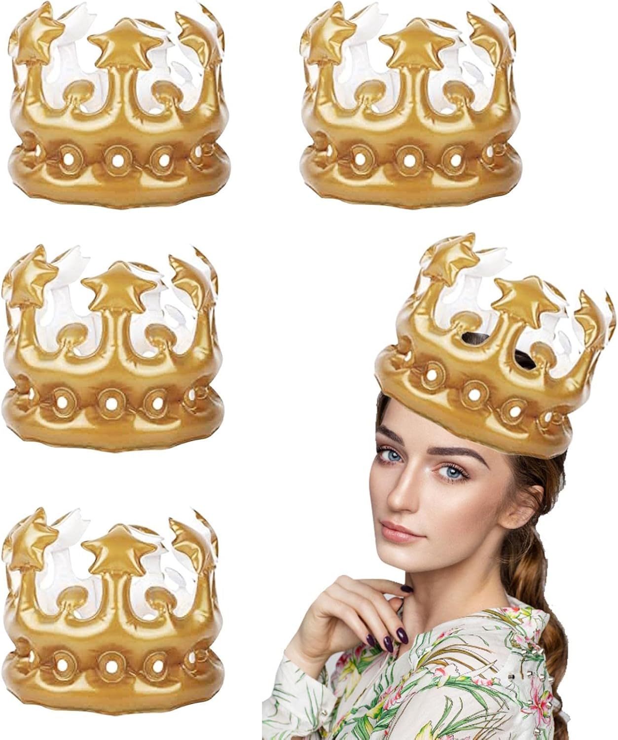 Shichangda Inflatable Coronation Crowns for Adults Party | 4Pcs Crowns ...