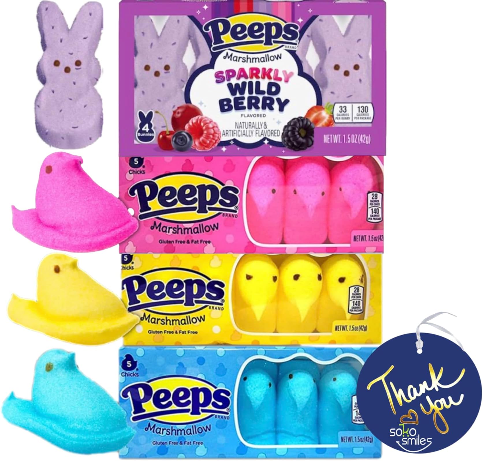 Amazon.com : Peeps Marshmallow Candy Easter Variety Pack, Wild Berry ...