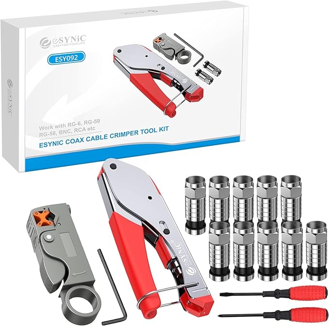 eSynic Professional F-Type Compression Crimping Tool Coax Crimping Tool ...