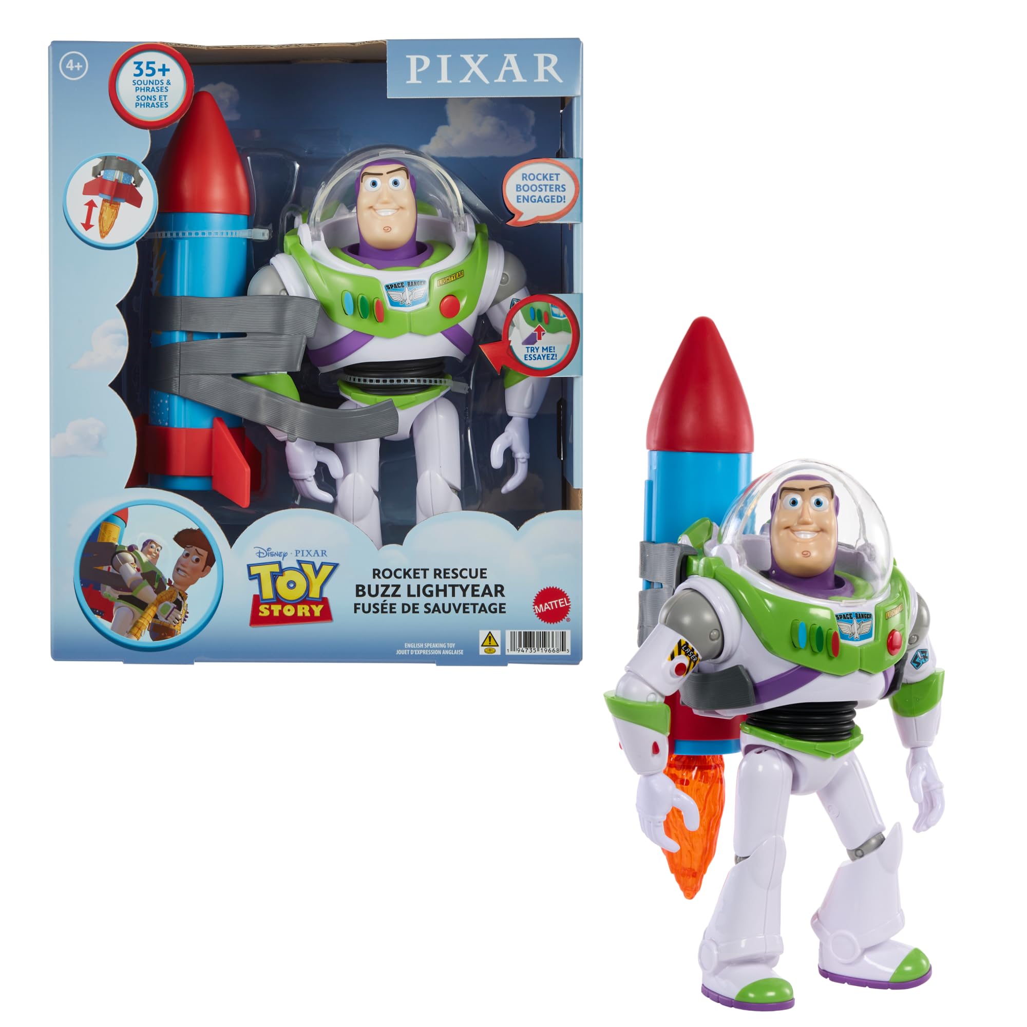 Buy Mattel Disney and Pixar Toy Story Buzz Lightyear 12-in Scale Action ...
