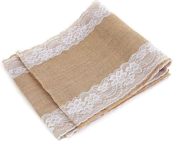 Amazon.com: 5 Packs Burlap Hessian White Lace Table Runner Jute for ...