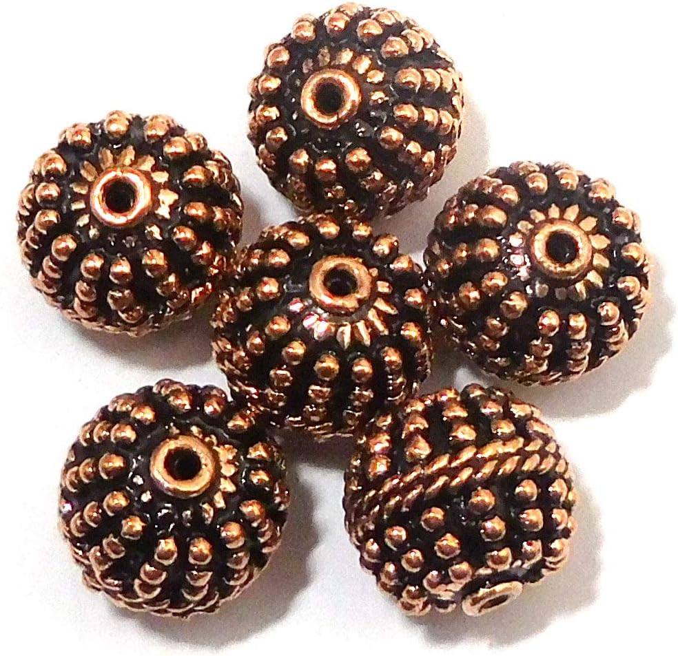 Amazon.com: 6 Pcs 12mm Solid Copper Bali Bead Oxidized Copper 525 ...