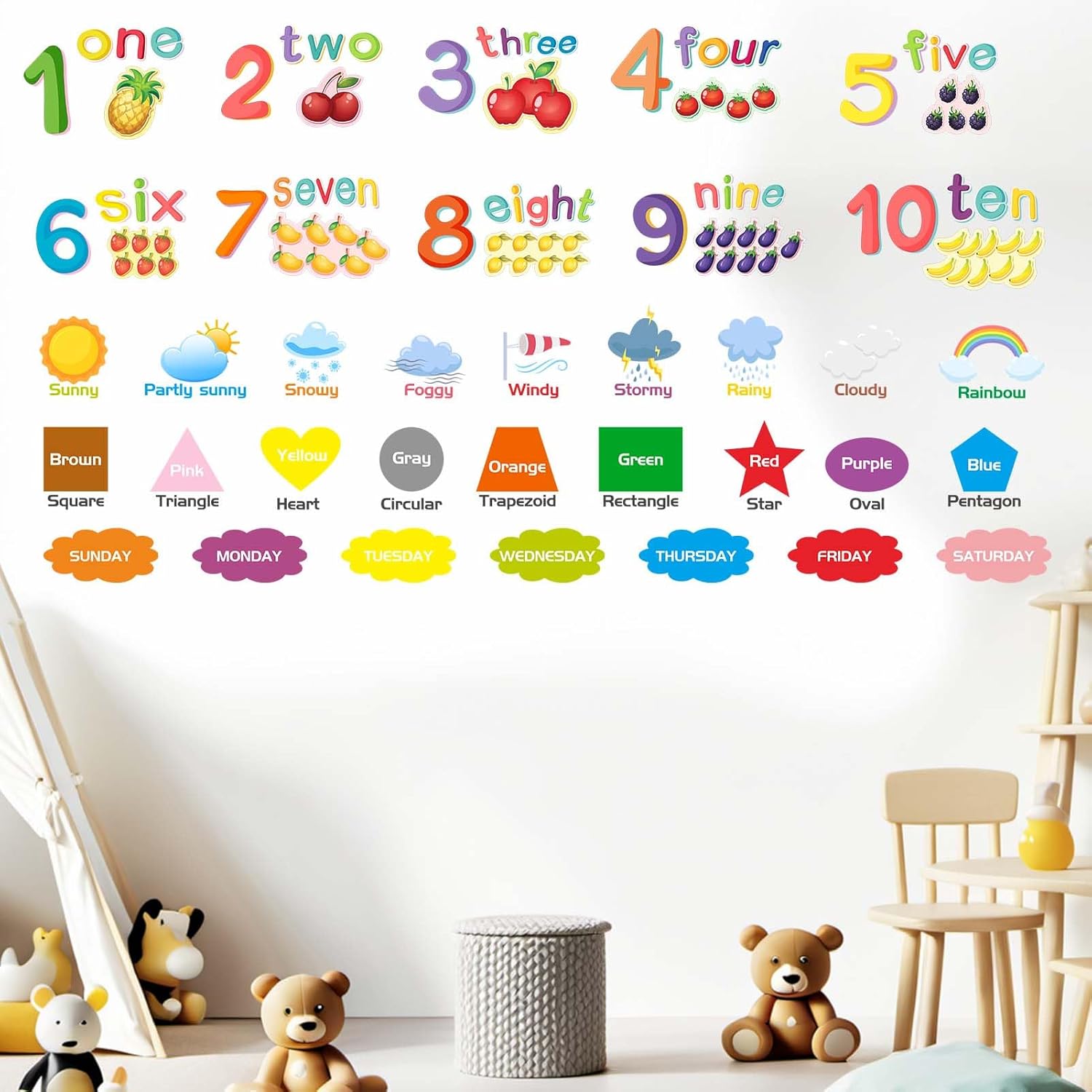 Amazon.com: Alphabet Numbers Wall Stickers for Classroom: Kids Baby ...