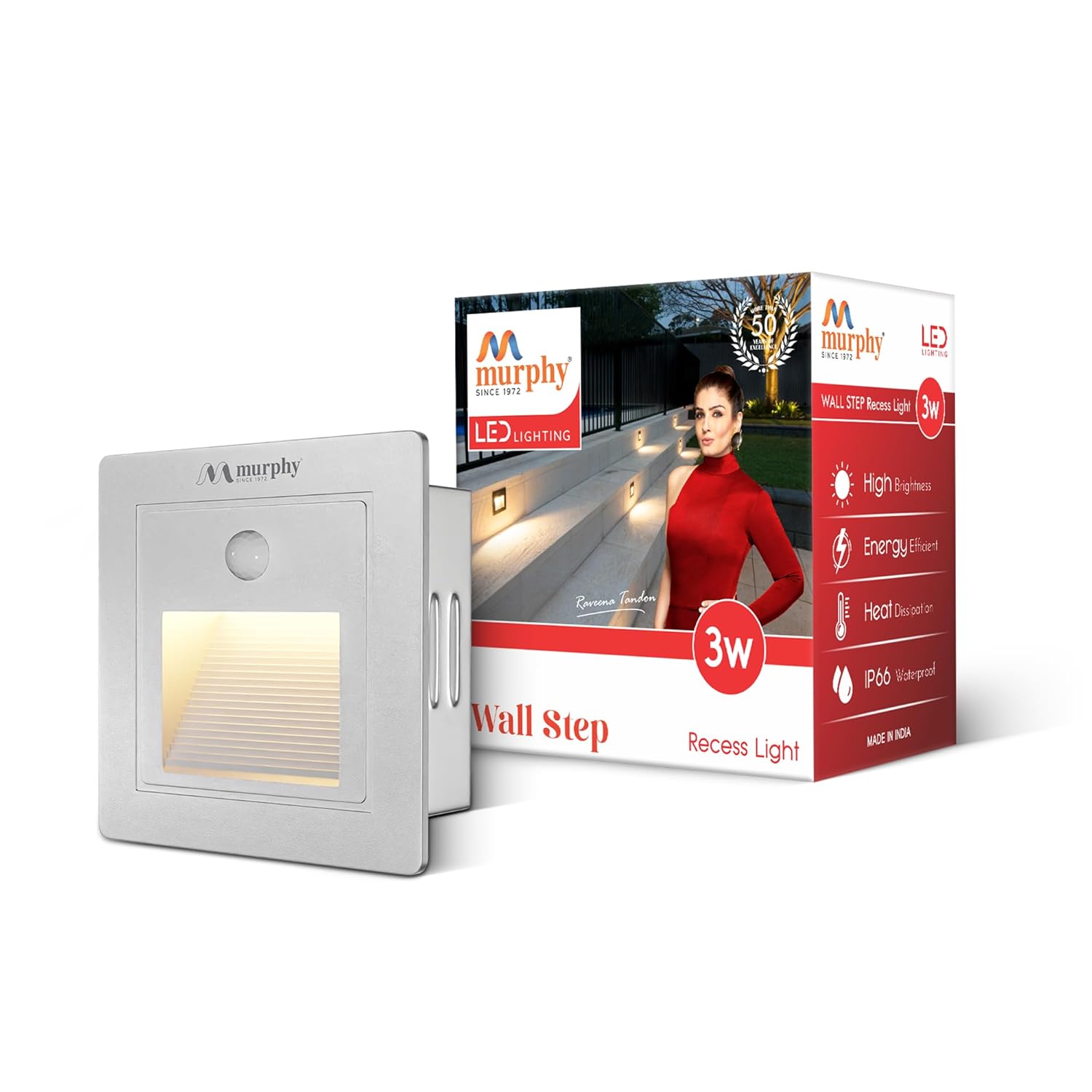 Buy Murphy White Body 3-Watt Conceal Motion Sensor Wall Step Light ...