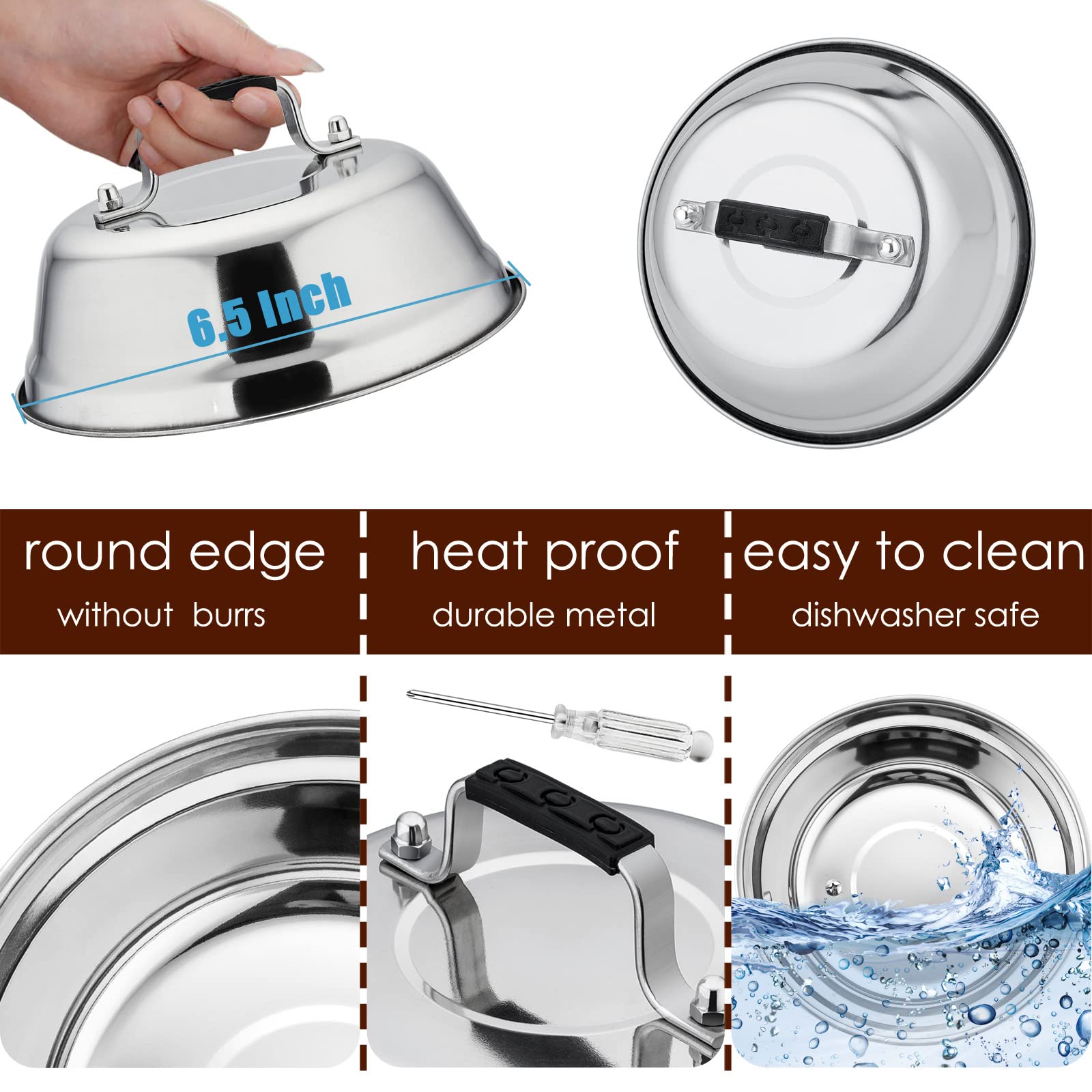 Snapklik.com : Cheese Melting Dome Set Of 3, HaSteeL Stainless Steel ...