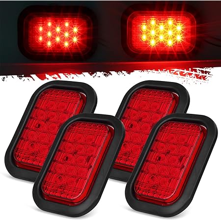 Amazon.com: 5" x 3" Red 12 LED Trailer Tail Lights - 4Pcs 5x3 Rectangle ...