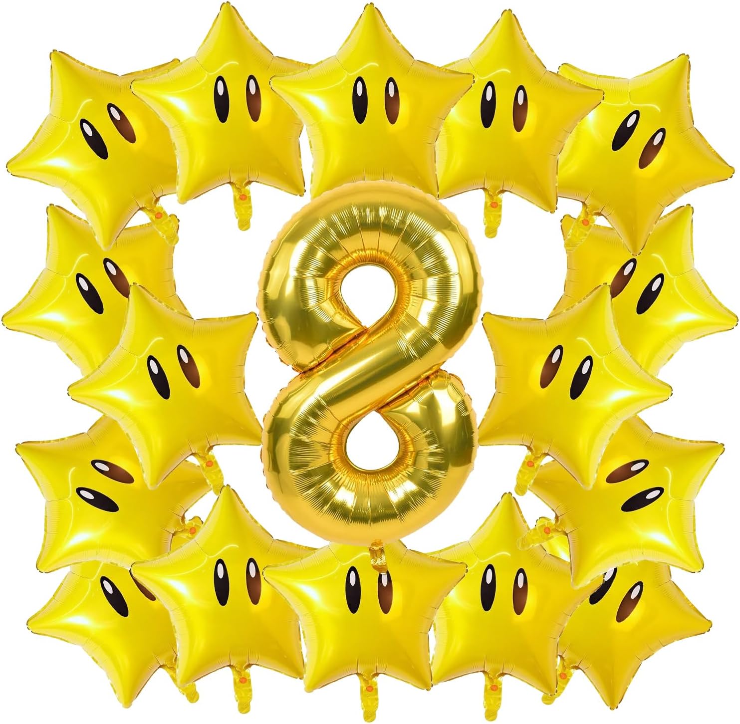 Amazon.com: 16PCS Foil Star Balloons, 40Inch Number 8 and Star Foil ...