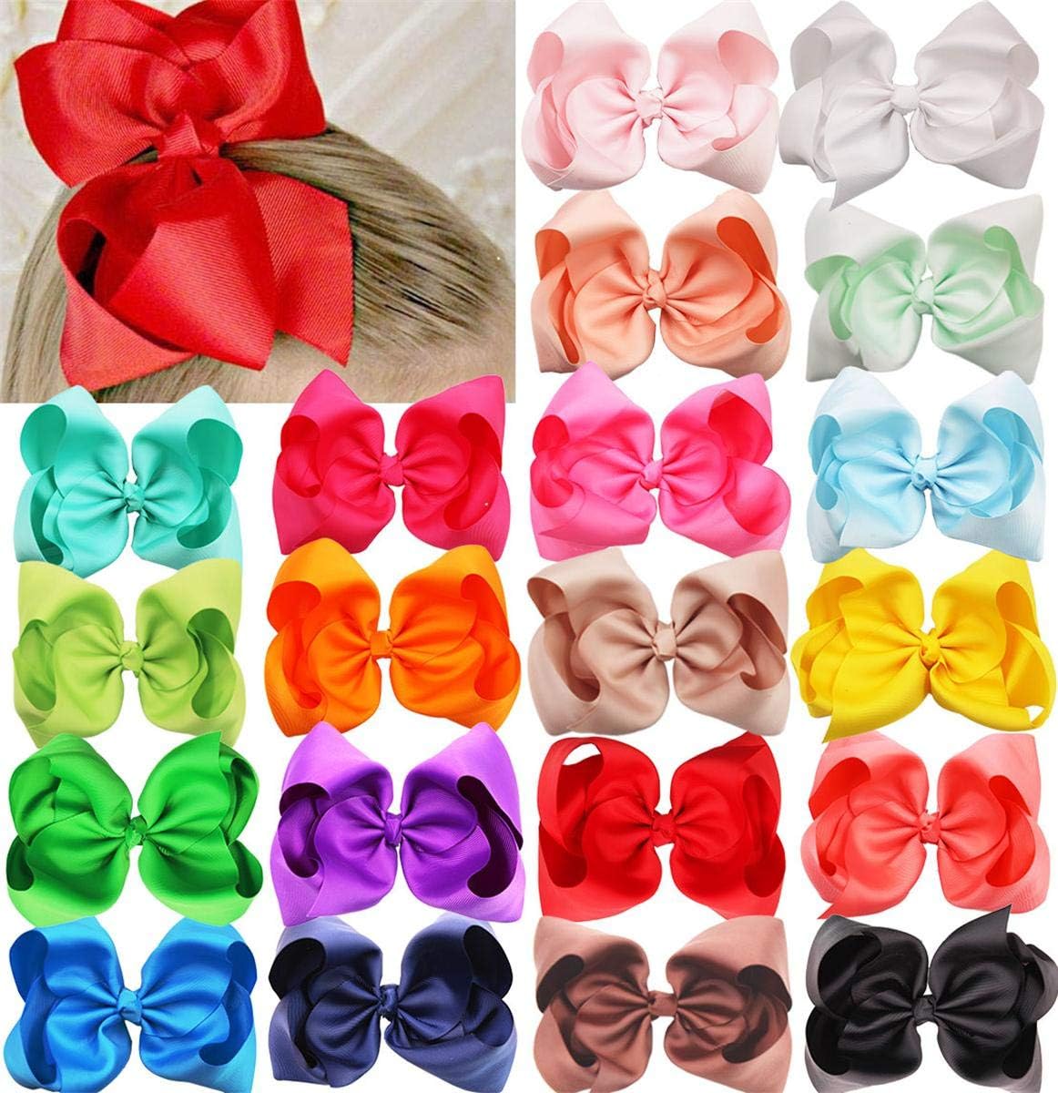 Amazon.com: ALinmo 40 Colors 6Inch Hair Bows Clips Large Big Grosgrain ...