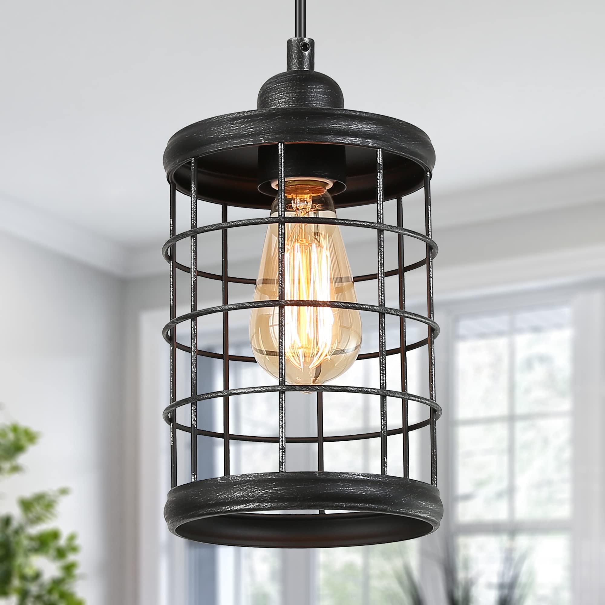Metal Cage Light Fixture Matt Black Metal Wire Cage With Exposed Bulb