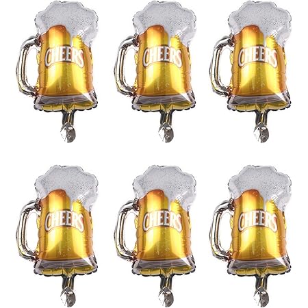 Amazon.com: 10 Pcs Beer Mug Cheers Foil Balloons Gold 16 Inch Mylar ...