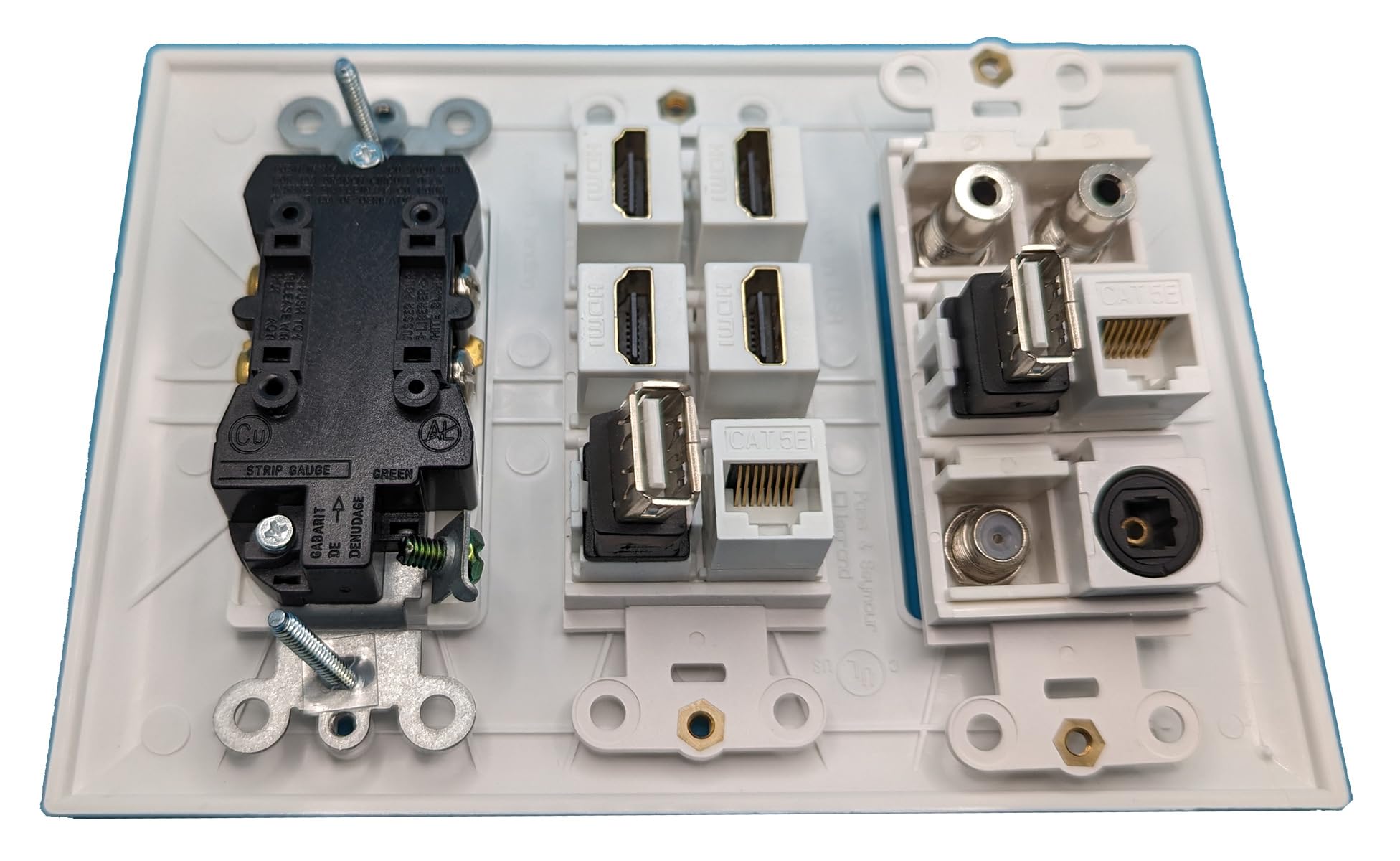 HDMI USB Ethernet Coaxial Power Outlet Wall Plate TNP Multimedia Outlet ...