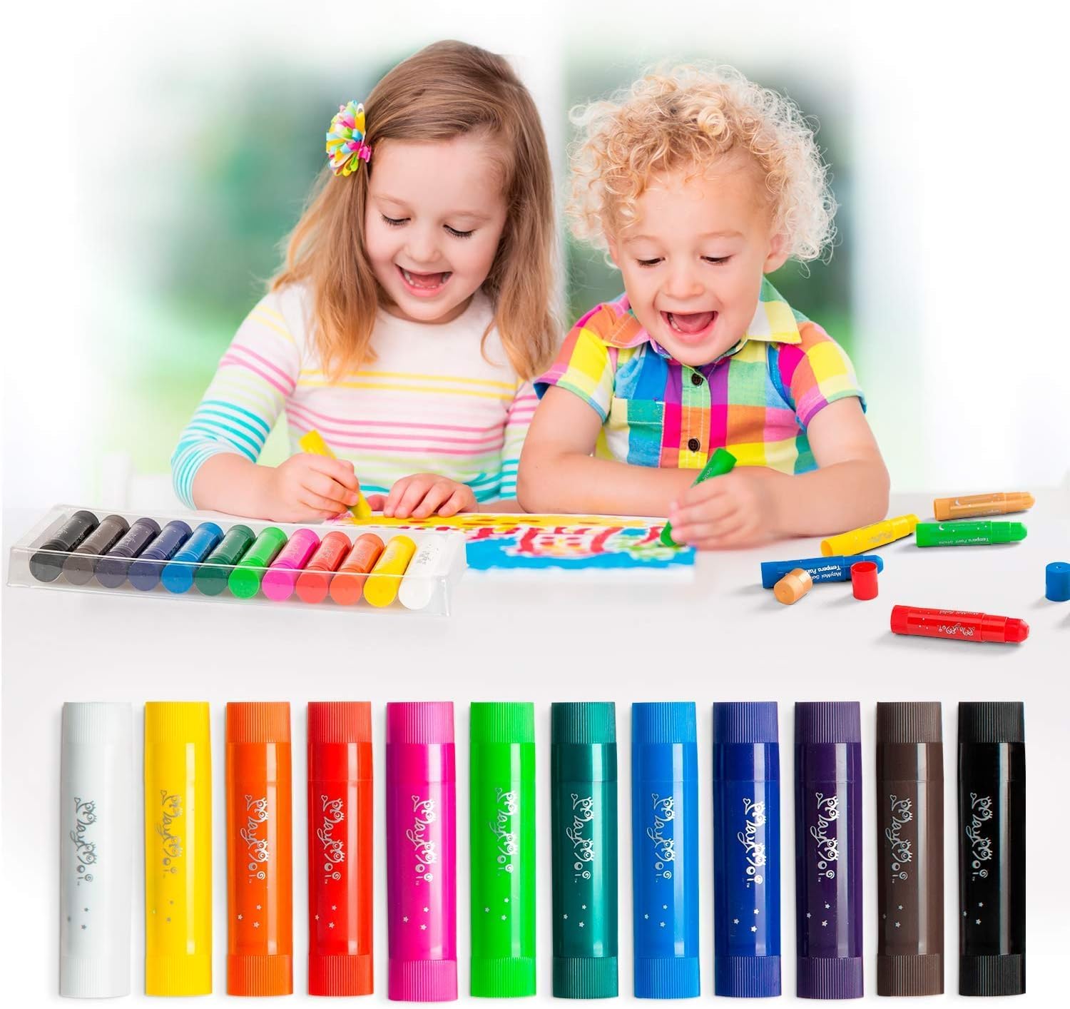 Amazon.com: MayMoi Tempera Paint Sticks - 12 Bright Colors, Quick ...