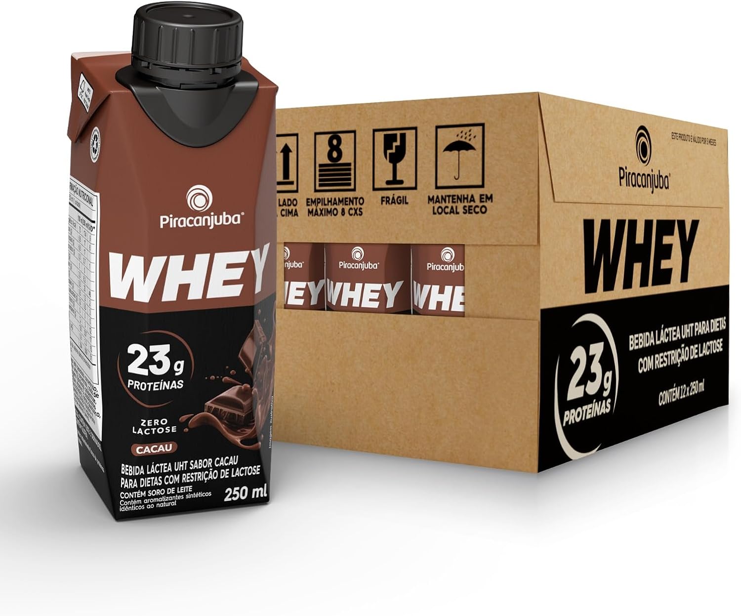 Pack de Whey Zero Lactose Cacau 23g Piracanjuba 250ml - 12 Unidades : Amazon.com.br: Alimentos e ...