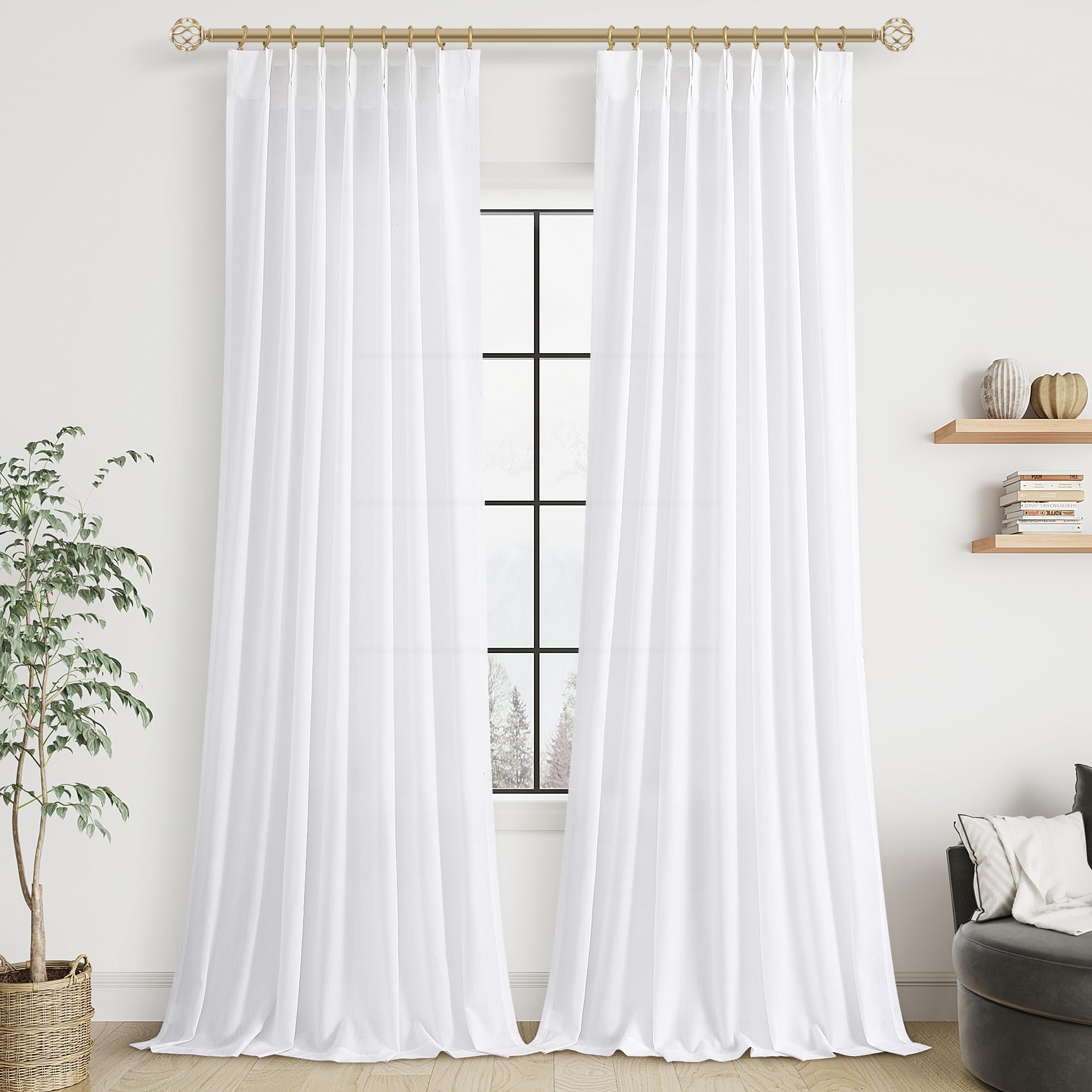 Amazon.com: KEQIAOSUOCAI Linen White Sliding Door Curtains 102 Inches ...