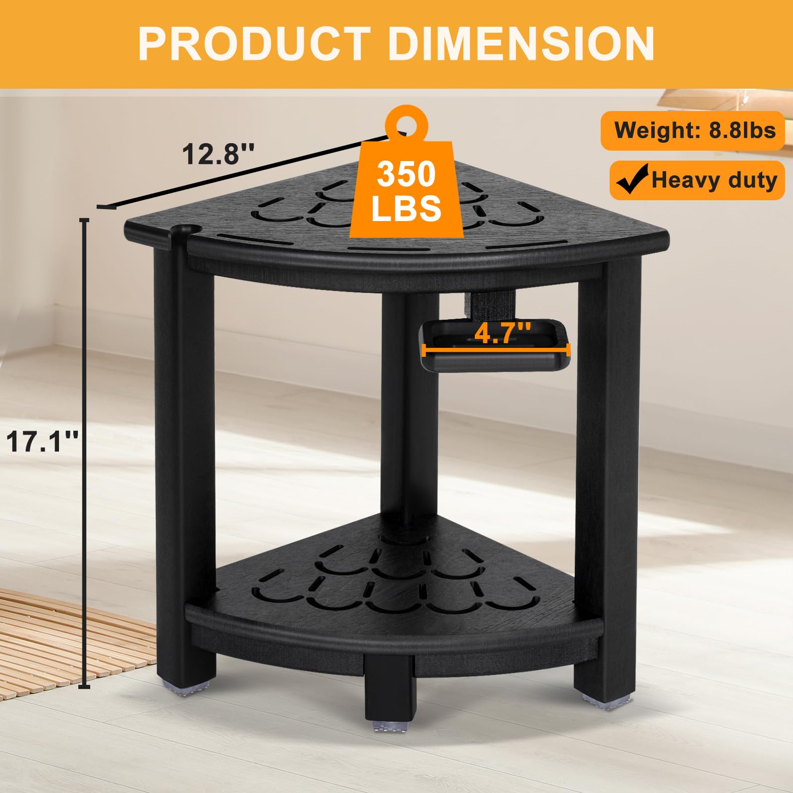 Snapklik.com : Nalone Corner Shower Stool, HDPE Shower Bench For Inside Shower, Small Shower ...