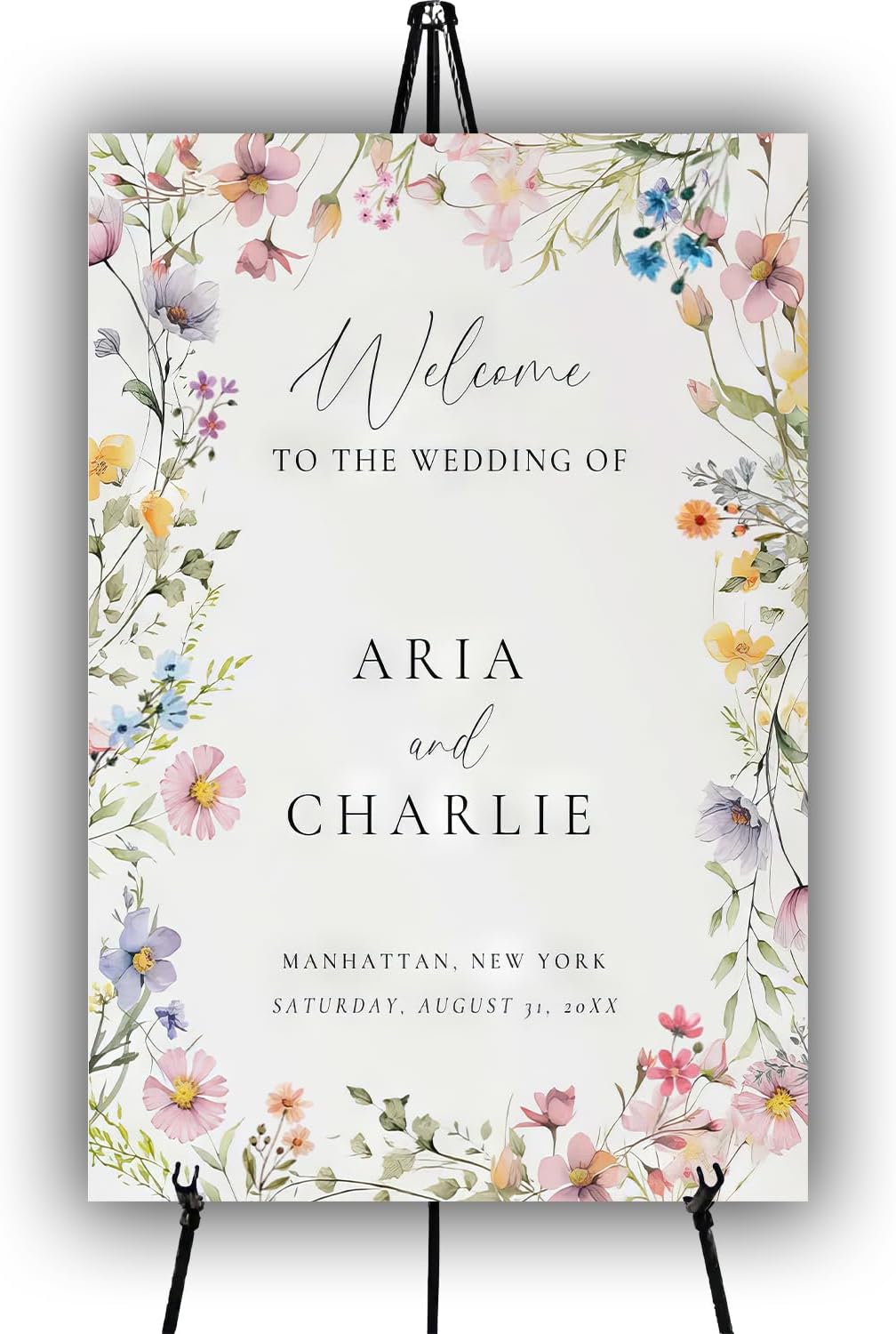 Amazon.com: Personalized Wedding Welcome Sign, Flowers Wedding Welcome ...