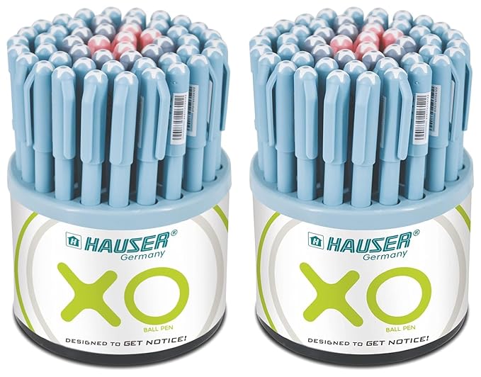 Hauser XO Ball Pen | Tip Size 0.6 mm | Blue, Black & Red Ink, Set of 50 ...