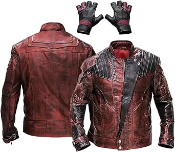 Amazon.com: UGFashions Mens Distressed Red Maroon Leather Jacket ...