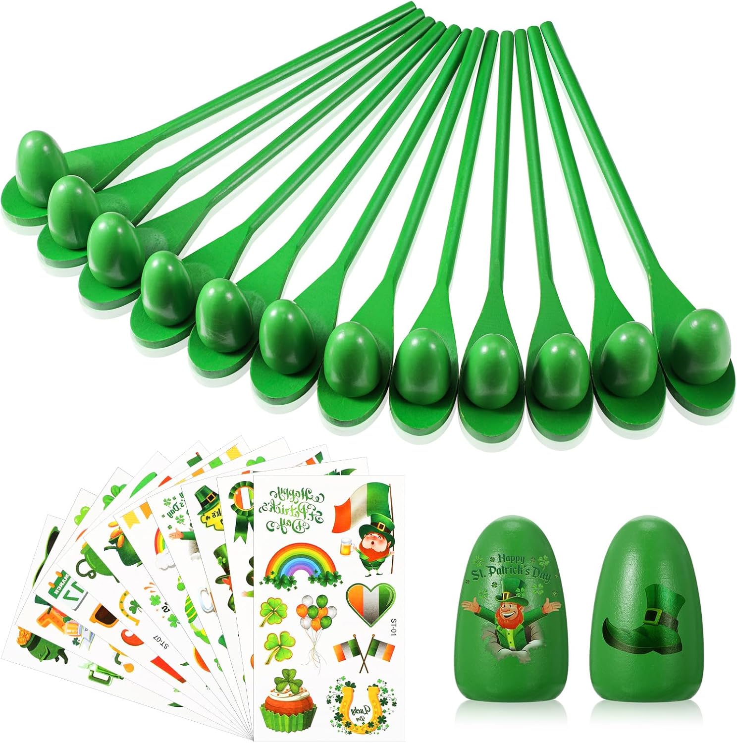 Amazon.com: Toulite 24 Pcs St. Patrick's Day Egg Spoon Race Game Sets ...