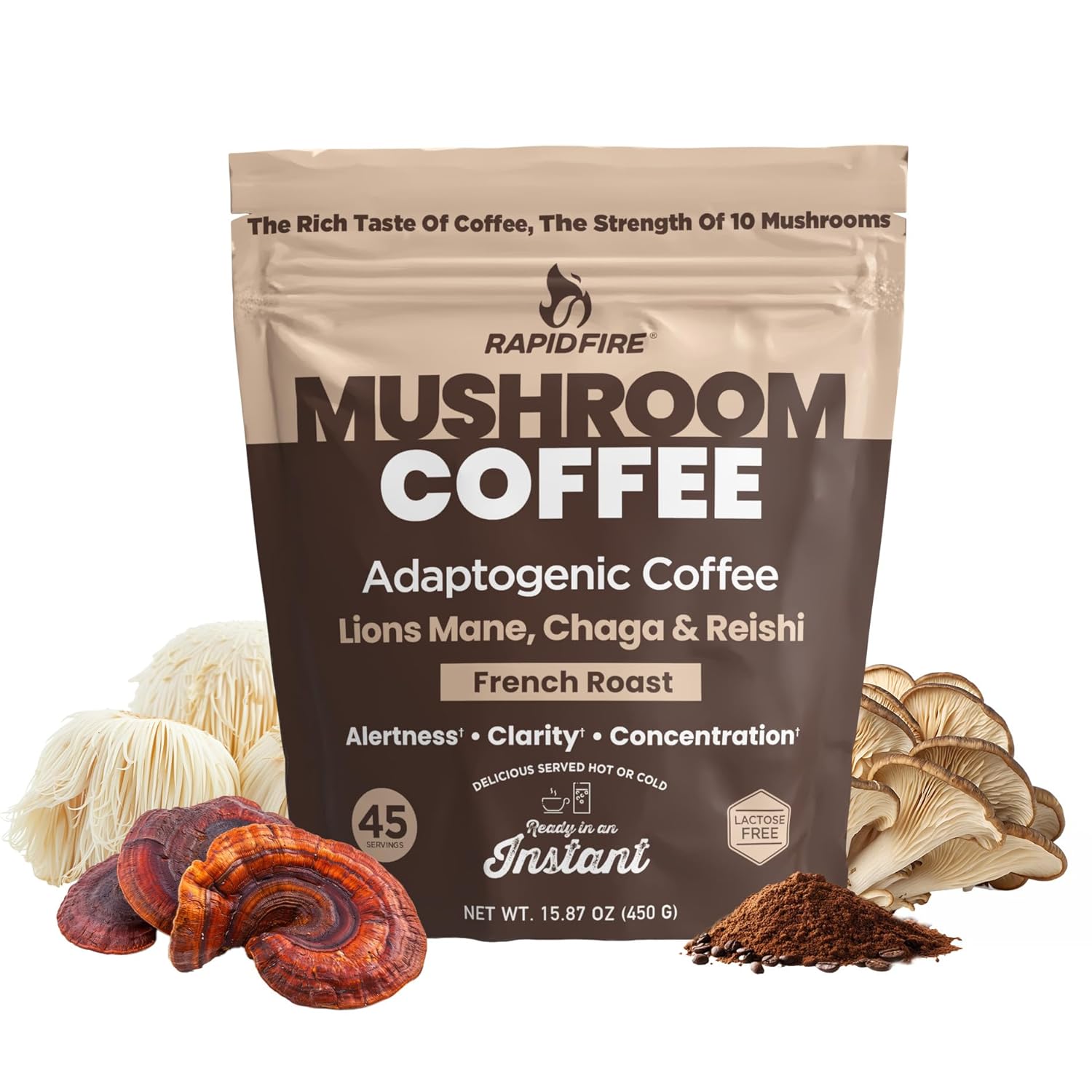 Amazon.com : Rapid Fire Mushroom Coffee with 10 Adaptogenic Mushrooms ...