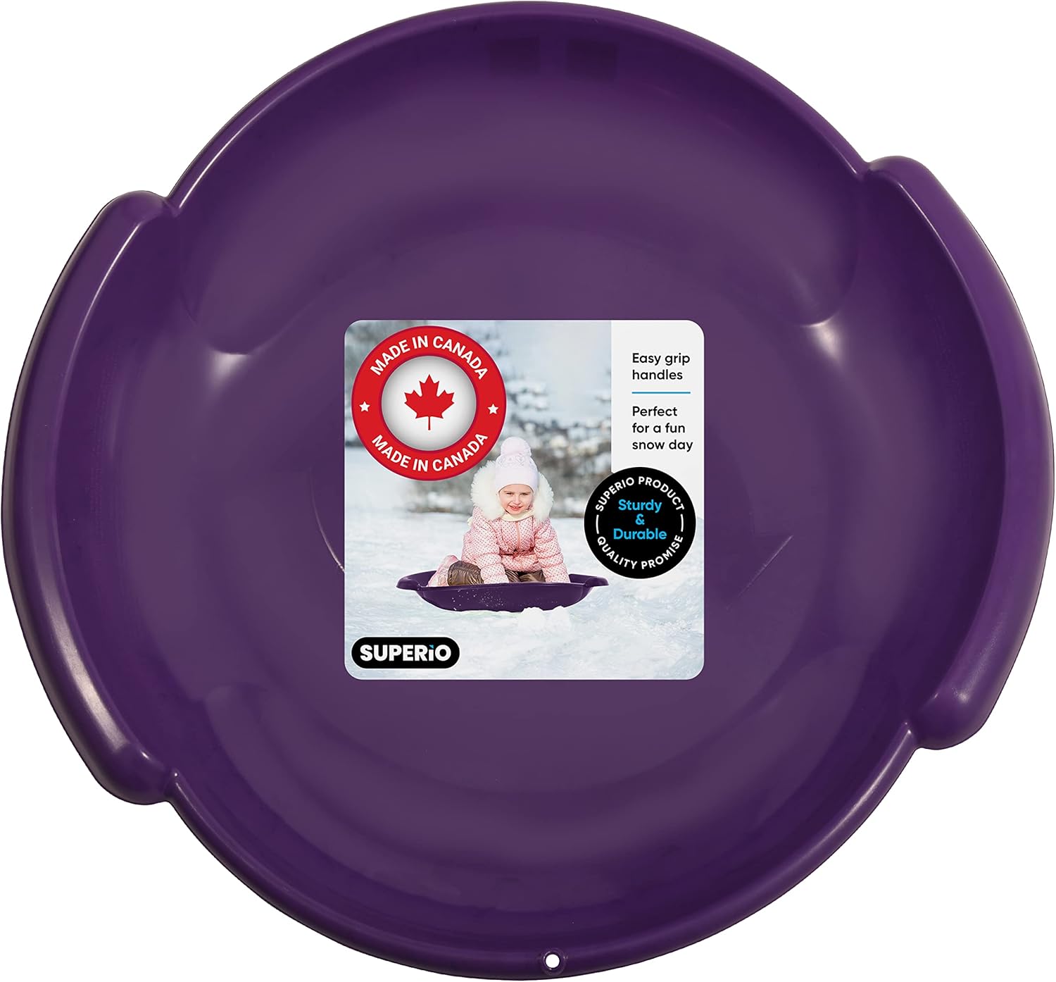 Amazon.com : Superio Round Snow Saucer Sled- 24" Plastic Disc Sled for ...