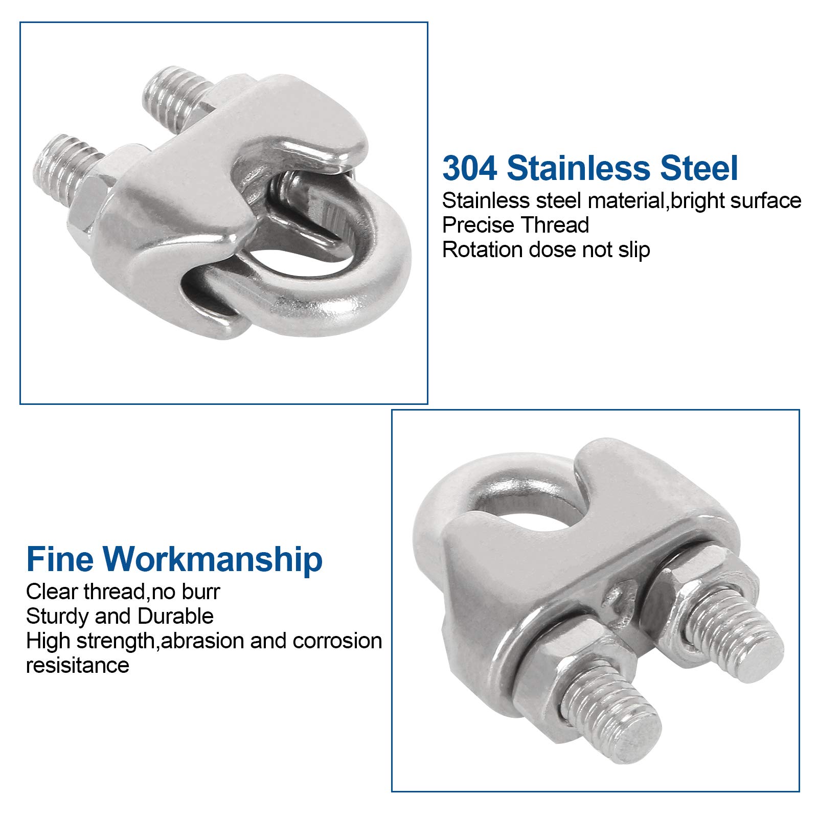 Snapklik.com : 20PCS Cable Clamps 5/16 Stainless Steel Wire Cable ...