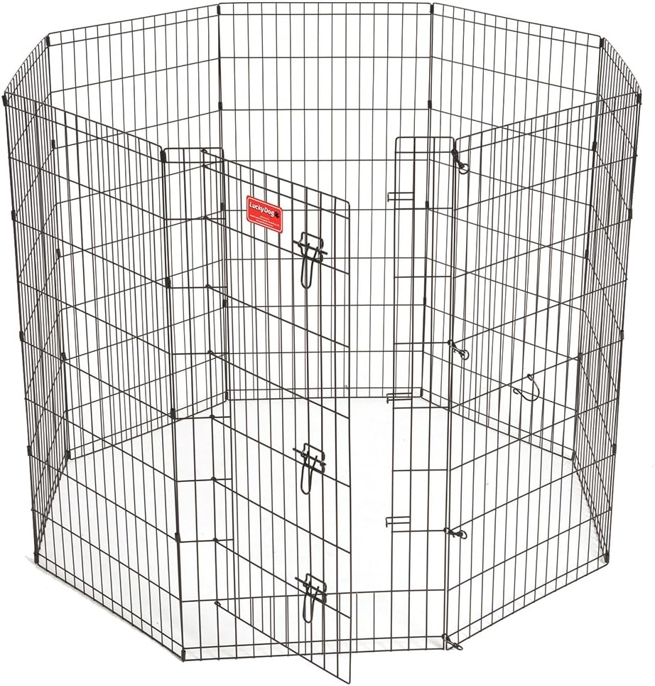 Pet Exercise Pen - Lucky Dog - Wire Indoor Outdoor Play Pen - Features ...
