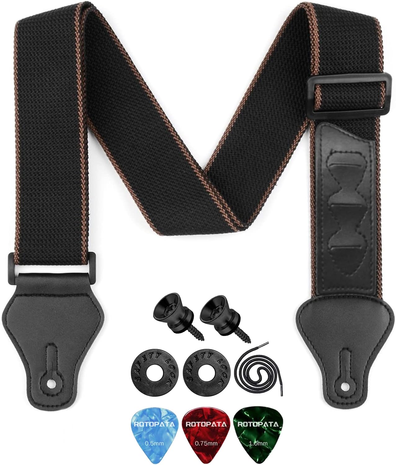 Amazon.com: ROTOPATA Acoustic Guitar Strap, PU Leather Ends Guitar ...
