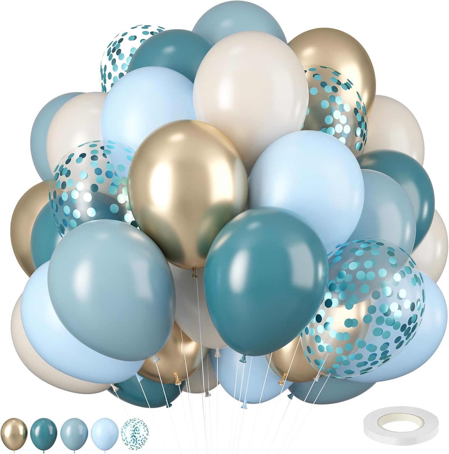 Amazon.com: Dusty Blue Balloons, 12 inch Baby Blue Metallic Sand Gold White Ocean Macaron Blue ...