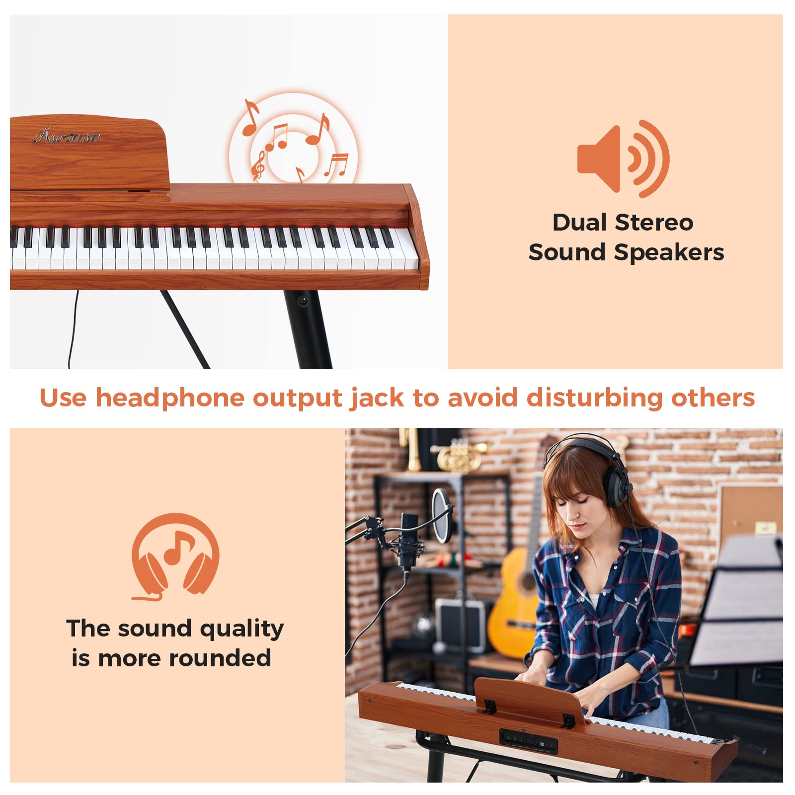 Snapklik.com : Asmuse Keyboard Piano 88 Key, Full Size Semi Weighted ...
