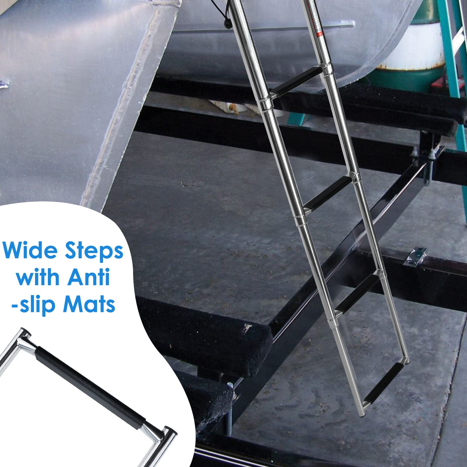 Under Platform Ladder Amarine Made 4-Step Stainless Steel Boat Ladder ...