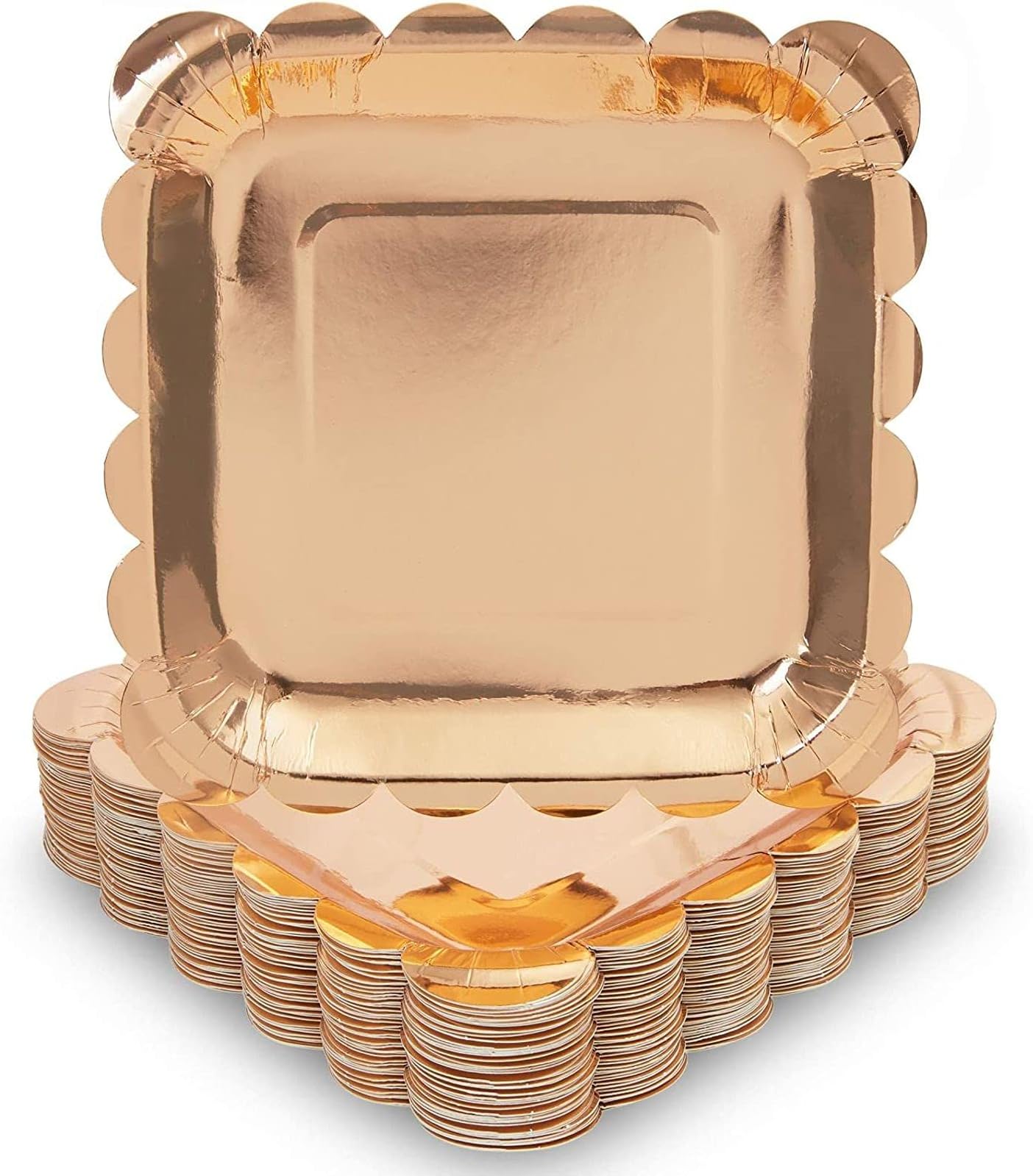 Amazon.com: Sparkle and Bash 48-Pack Gold Foil Square Paper Plates ...