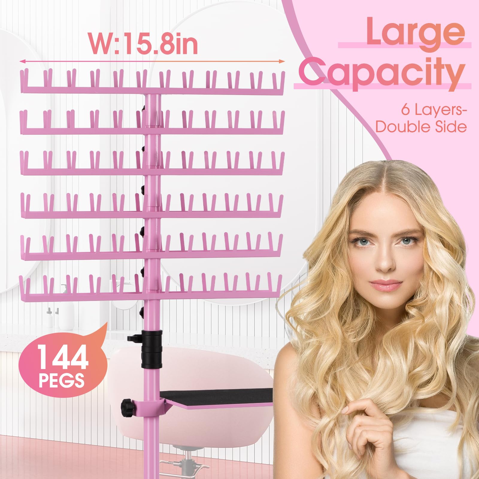Snapklik.com : Klvied Braiding Hair Rack Standing 144 Pegs, Heavy Duty ...