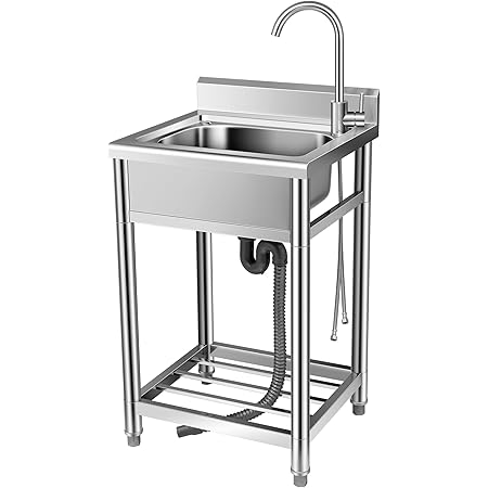 VIVOHOME 22 Inch Stainless Steel Utility Sink with Hot and Cold Faucet ...
