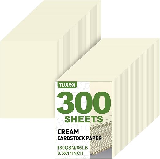 Amazon.com : TUXIYA 300 Sheets Cream Cardstock Paper,8.5 x 11 Inch ...