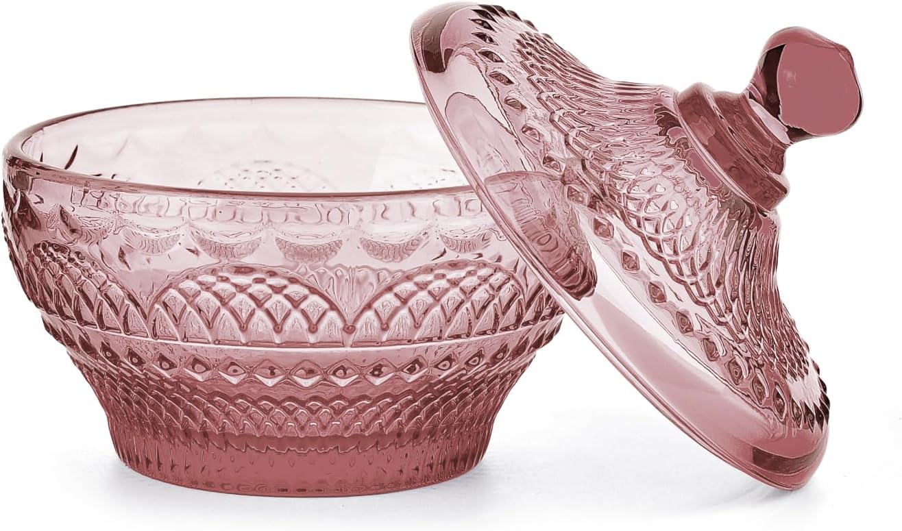 Amazon.com | Sungmor Vintage Embossed Glass Candy Storage Jars w/Lid ...