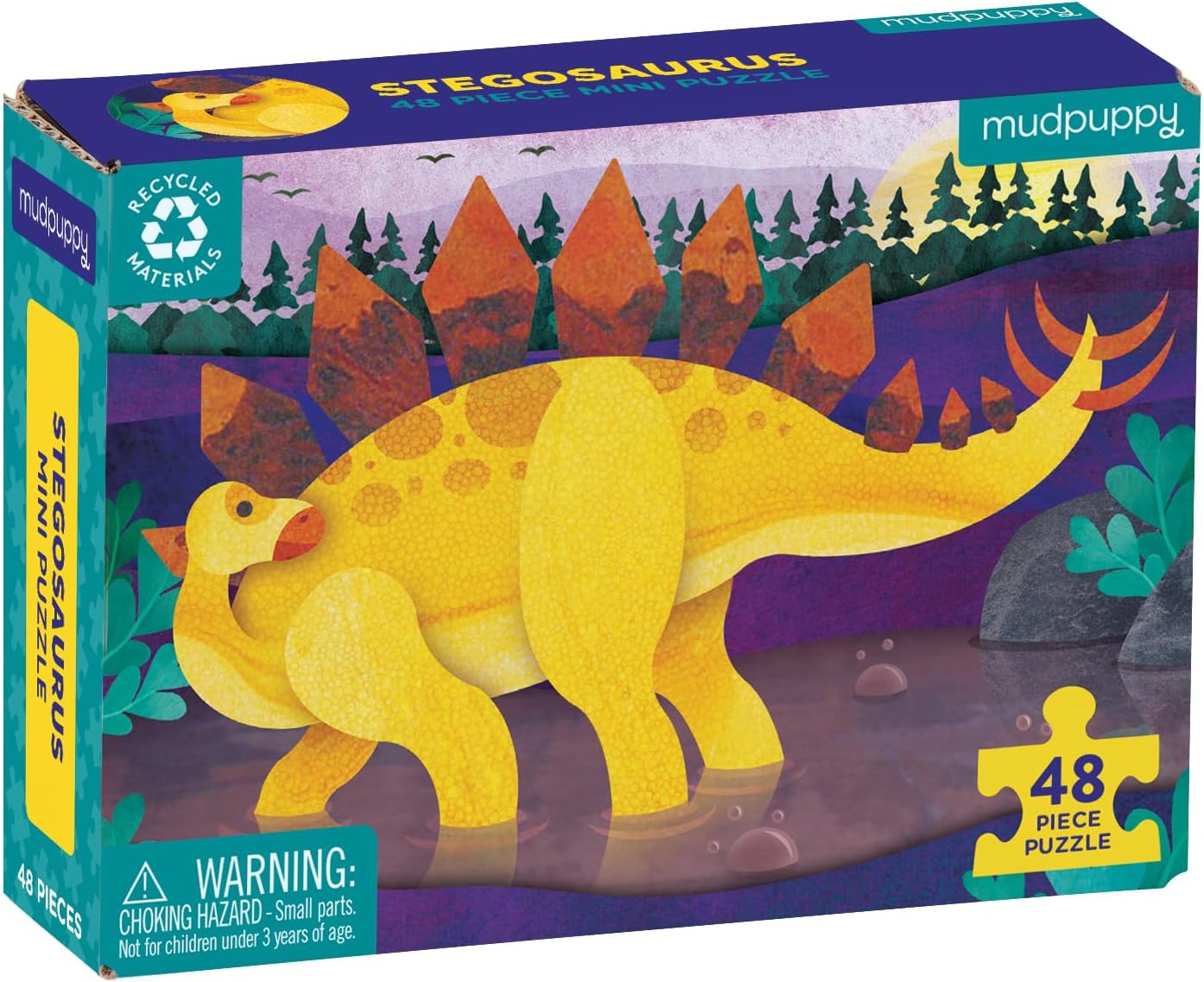 Amazon.com: Mudpuppy Stegosaurus Mini Puzzle, 48 Pieces, 8” x 5.75 ...