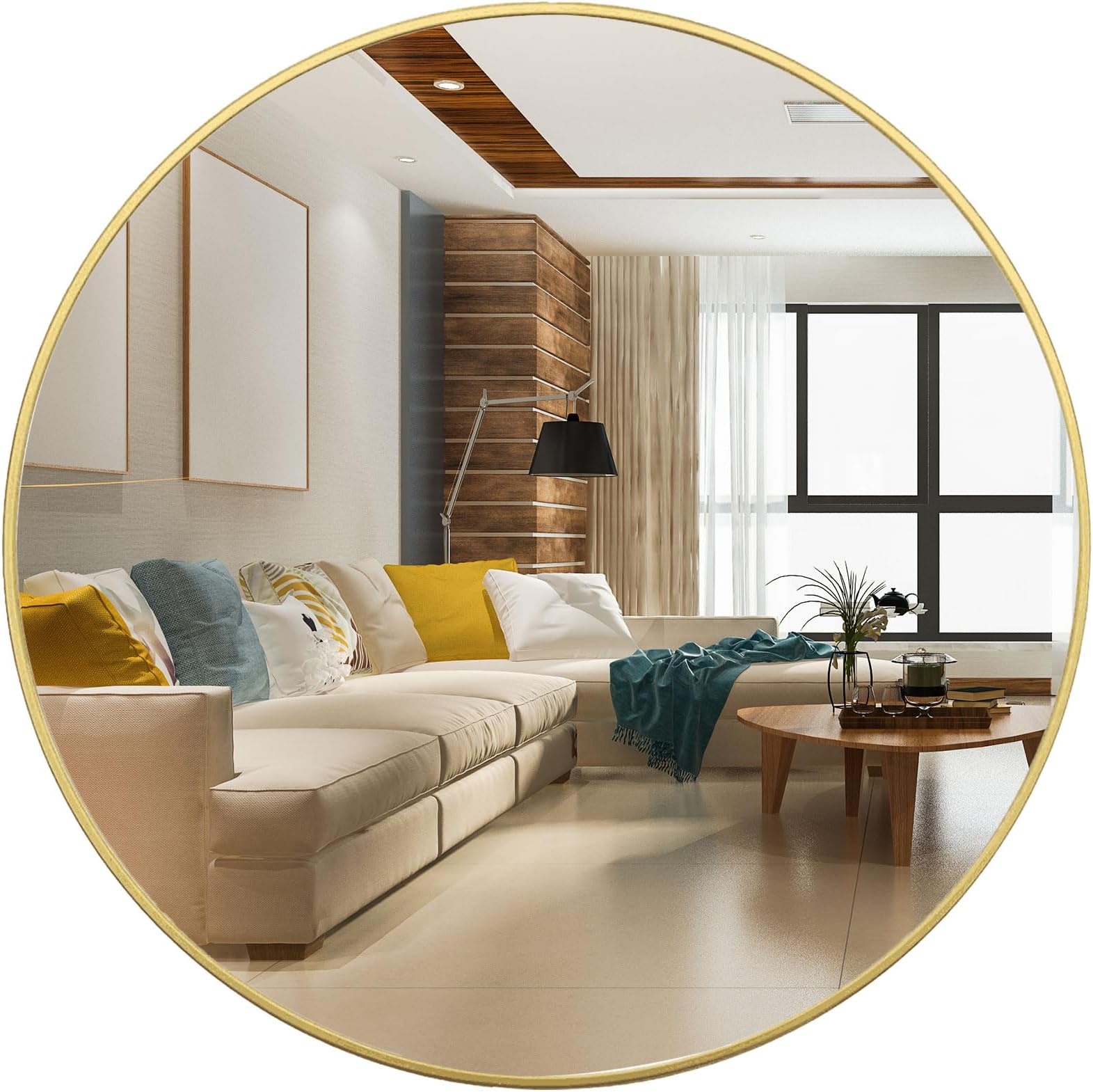 Amazon.com: 42 Inch Large Round Mirror Oversized Modern Brushed Metal ...