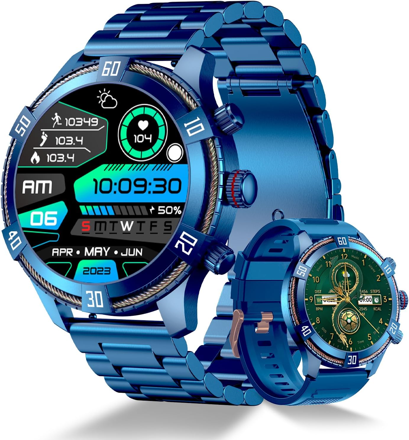Amazon.com: OHUGNA Smartwatch for Men 1.43-inch HD Round Touchscreen ...